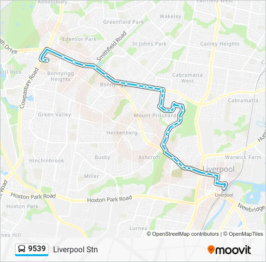 9539 Route: Schedules, Stops & Maps - Liverpool Stn (Updated)