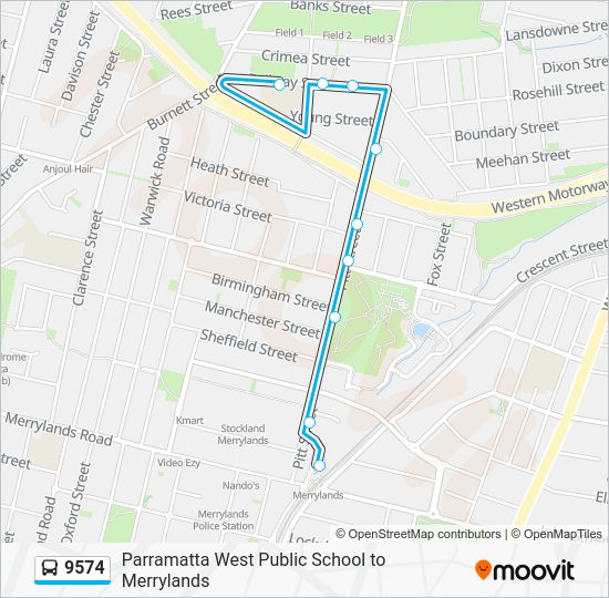 9574 Route: Schedules, Stops & Maps - Merrylands Intg (Updated)
