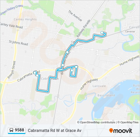 9588 Route: Schedules, Stops & Maps - Cabramatta Rd W at Grace Av (Updated)