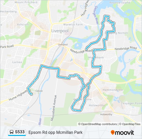 s533 Route: Schedules, Stops & Maps - Epsom Rd opp Mcmillan Park (Updated)