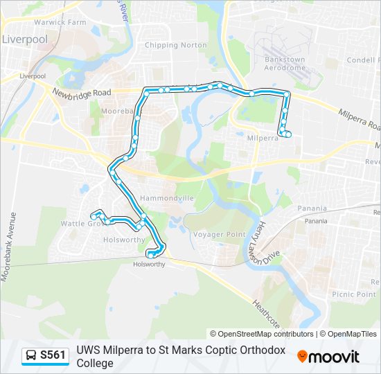 S561 Route: Schedules, Stops & Maps - St Mark's Coptic Orthodox Coll ...