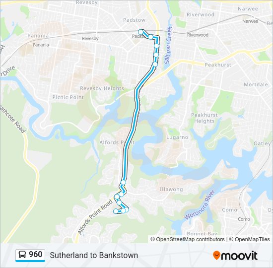 960 Route: Schedules, Stops & Maps - Padstow Station: Howard Rd (Updated)