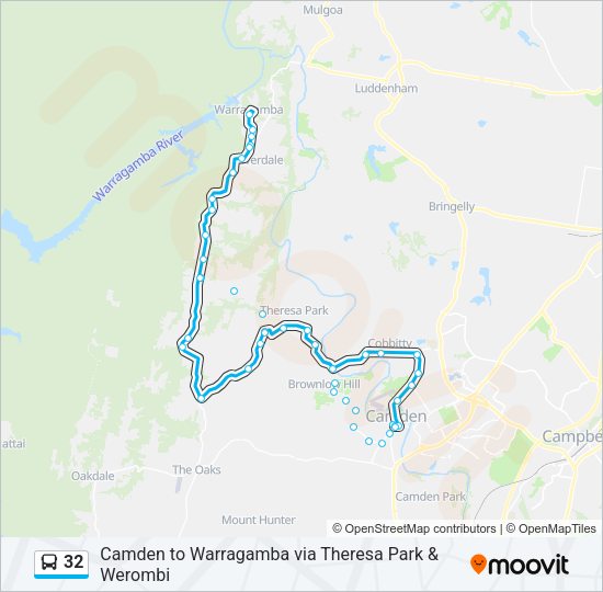 32 Route: Schedules, Stops & Maps - Warragamba PS (Updated)