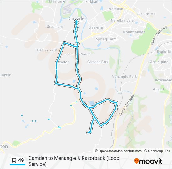 49 Route: Schedules, Stops & Maps - Camden via Razorback (Updated)