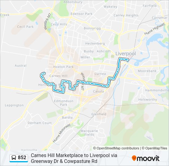852 Route: Schedules, Stops & Maps - Greenway Dr before Carmichael Dr ...