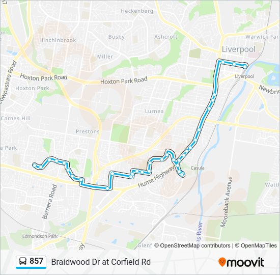 857 Route: Schedules, Stops & Maps - Braidwood Dr at Corfield Rd (Updated)