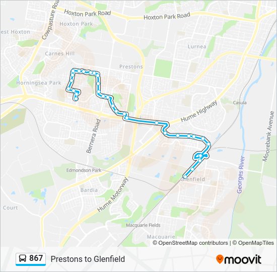 867 Route: Schedules, Stops & Maps - Railway Pde opp Glenfield Stn ...