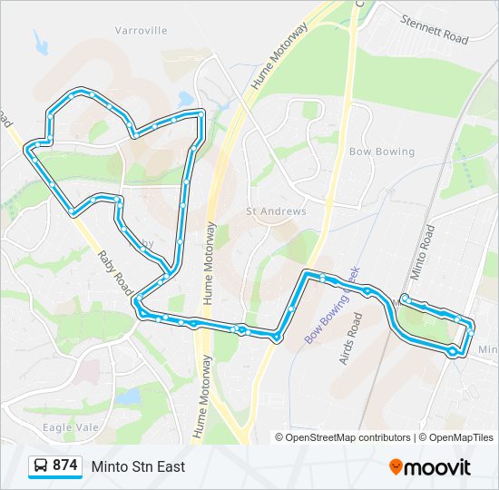 874 Route: Schedules, Stops & Maps - Minto Stn East (Updated)