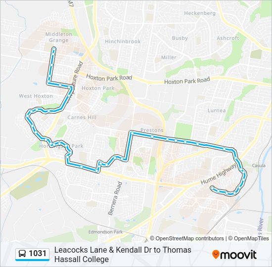1031 Route: Schedules, Stops & Maps - Thomas Hassall Anglican Coll ...