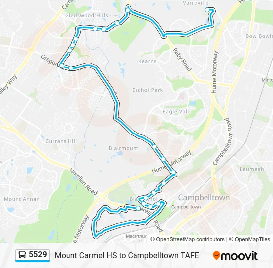 5529 Route: Schedules, Stops & Maps - Narellan Rd opp Campbelltown TAFE ...