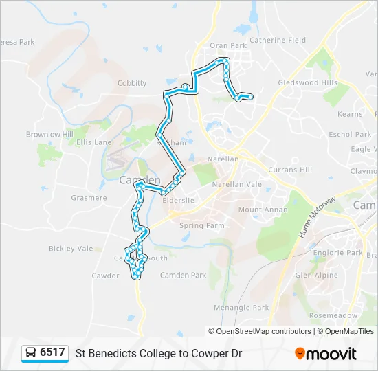 6517 Route: Schedules, Stops & Maps - Cowper Dr at Old Hume Hwy (Updated)