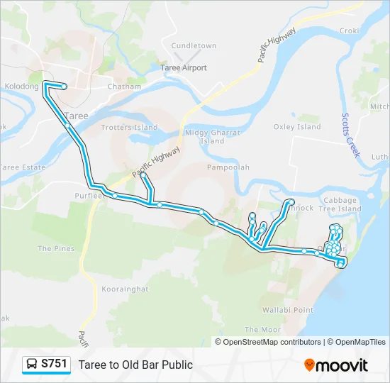 S751 Route: Schedules, Stops & Maps - Taree (Updated)