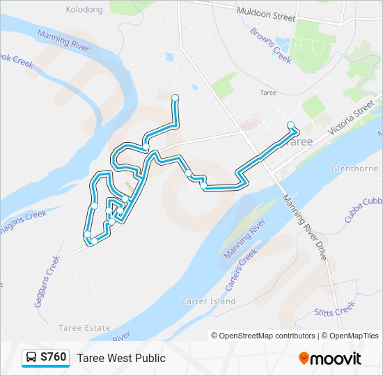 S760 Route: Schedules, Stops & Maps - Taree West Public (Updated)