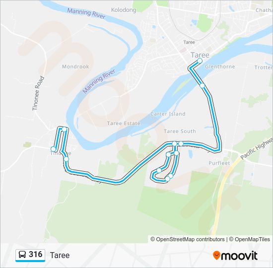 316 Route: Schedules, Stops & Maps - Taree (Updated)