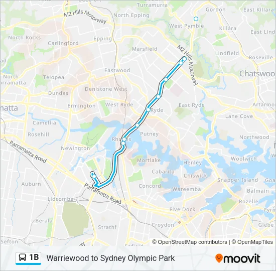1B Route: Schedules, Stops & Maps - Sydney Olympic Park (Updated)