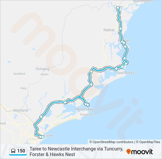 150 Route: Schedules, Stops & Maps - Tuncurry (Updated)