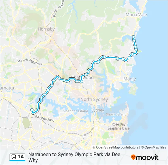 1A Route: Schedules, Stops & Maps - Narrabeen Lakes (Updated)