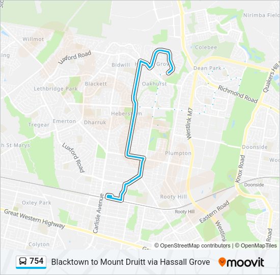 754 Route: Schedules, Stops & Maps - Mount Druitt (Updated)