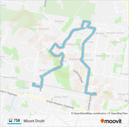758 Route: Schedules, Stops & Maps - Mount Druitt (Updated)