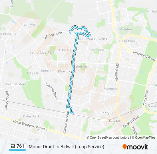 761 Route: Schedules, Stops & Maps - Mount Druitt via Bidwill (Updated)