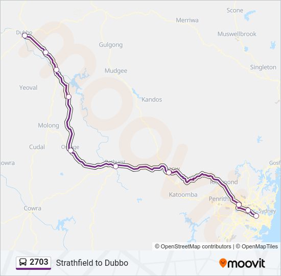 2703 Route: Schedules, Stops & Maps - Dubbo via Parramatta (Updated)