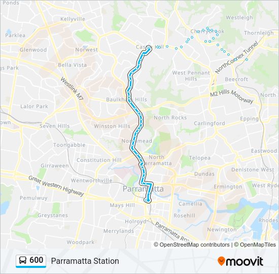 600 Route: Schedules, Stops & Maps - Parramatta Station (Updated)