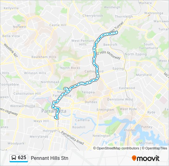 625 Route: Schedules, Stops & Maps - Pennant Hills Stn (Updated)