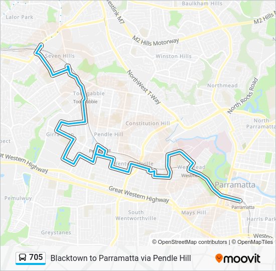 705 Route: Schedules, Stops & Maps - Parramatta Station (Updated)