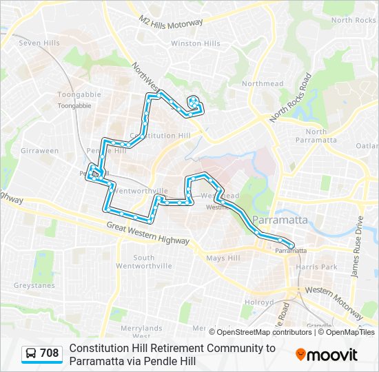 708 Route: Schedules, Stops & Maps - Centenary Village (Updated)