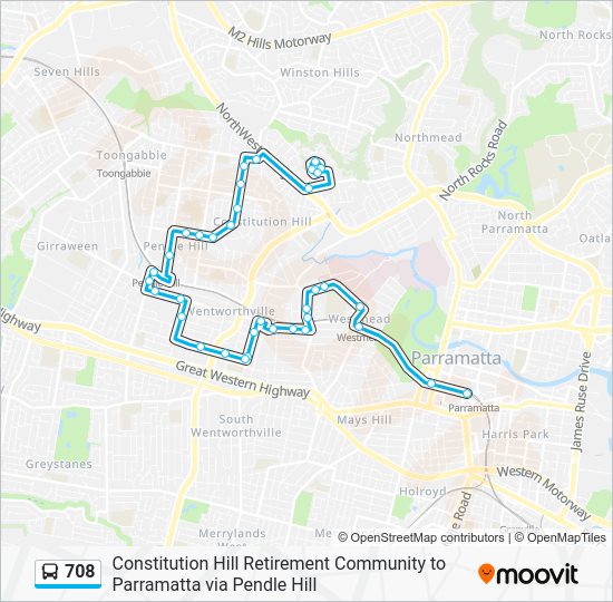 708 Route: Schedules, Stops & Maps - Parramatta Station (Updated)