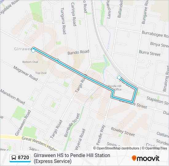 8720 Route: Schedules, Stops & Maps - Pendle Hill Station (Updated)
