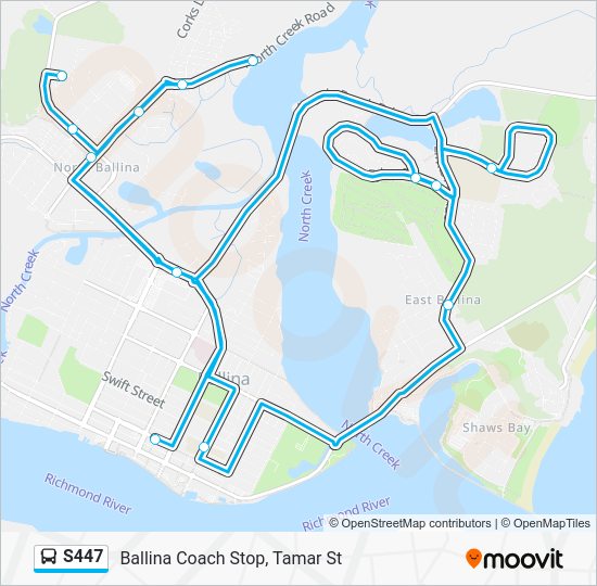 s447 Route: Schedules, Stops & Maps - Ballina Coach Stop, Tamar St ...