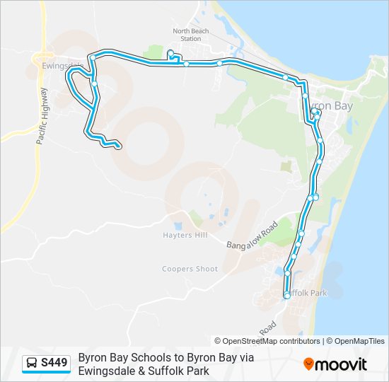S449 Route: Schedules, Stops & Maps - Byron Bay Bus Depot Tasman Way ...