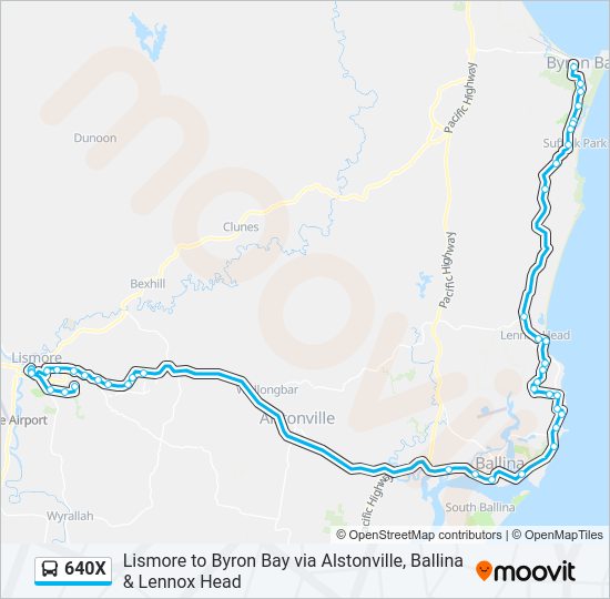 640x Route: Schedules, Stops & Maps - Southern Cross Uni, Rifle Range ...