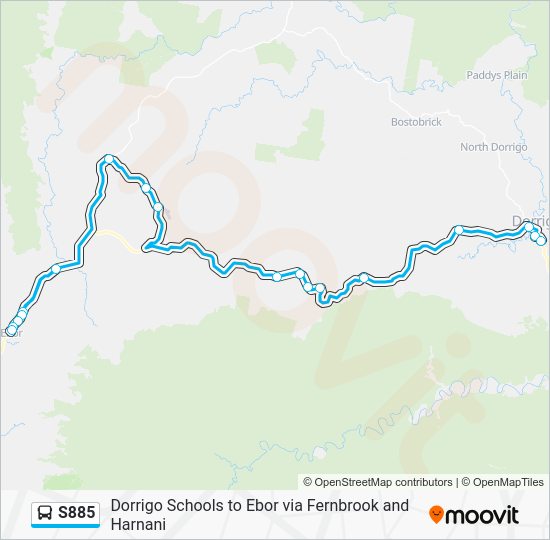 S885 Route: Schedules, Stops & Maps - Dorrigo Schools (Updated)