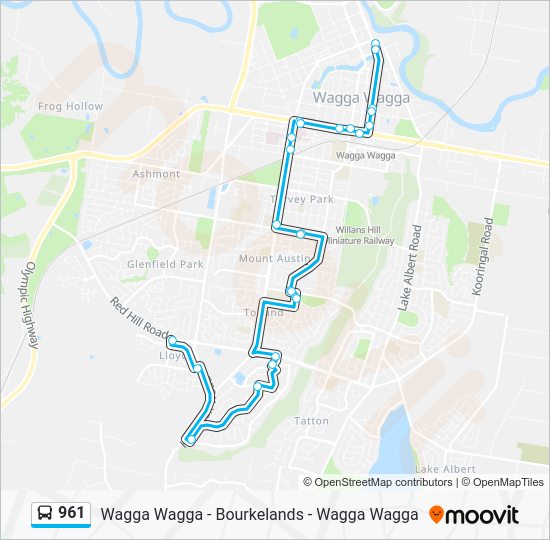 961 Route: Schedules, Stops & Maps - Wagga Wagga (Updated)