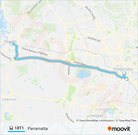 18T1 Route: Schedules, Stops & Maps - Parramatta (Updated)