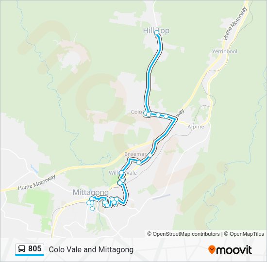 805 Route: Schedules, Stops & Maps - Colo Vale and Hill Top (Updated)