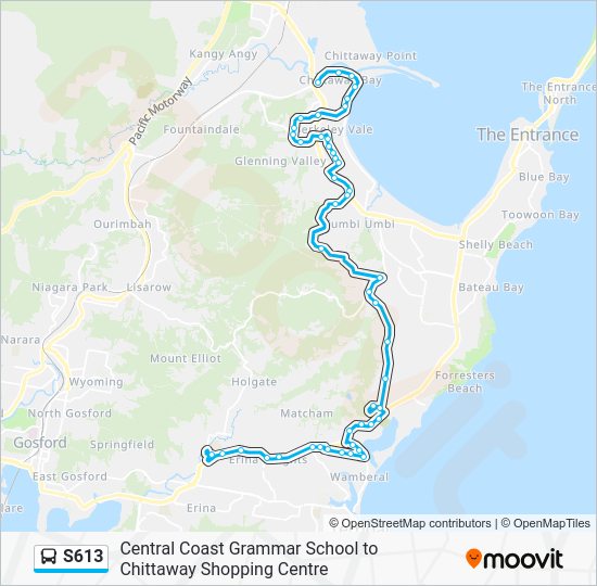 S613 Route: Schedules, Stops & Maps - Chittaway Rd after James Watt Dr ...