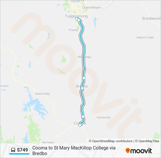 s749 Route: Schedules, Stops & Maps - Cooma (Updated)