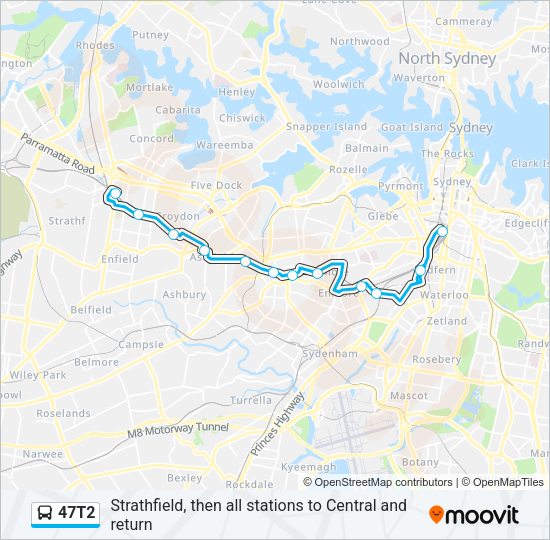 47T2 Route: Schedules, Stops & Maps - Strathfield Station (Nth Side ...
