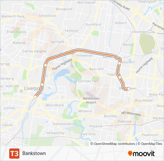 t3 Route: Schedules, Stops & Maps - Bankstown (Updated)