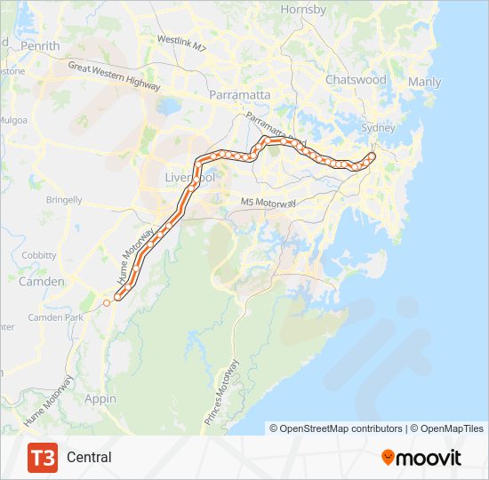 t3 Route: Schedules, Stops & Maps - Central (Updated)