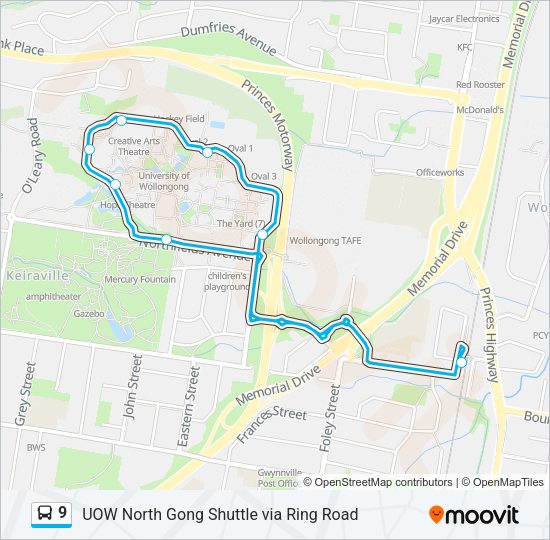 9 Route: Schedules, Stops & Maps - North Wollongong (Updated)