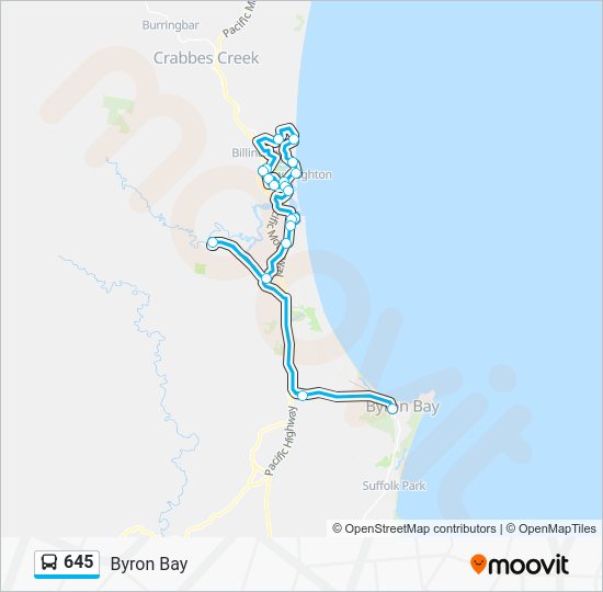 645 Route: Schedules, Stops & Maps - Byron Bay (Updated)
