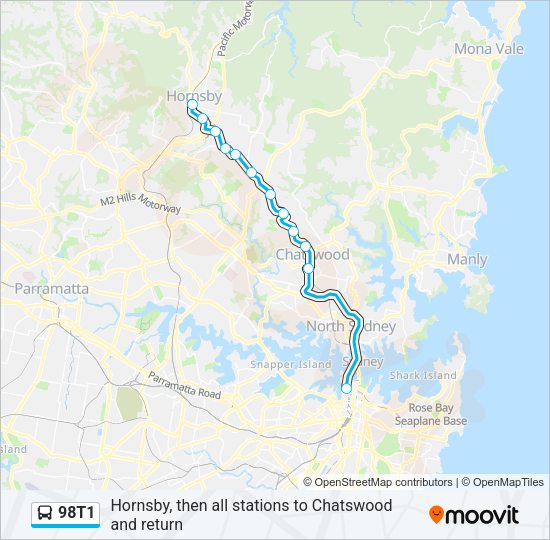 98T1 Route: Schedules, Stops & Maps - Hornsby (Updated)