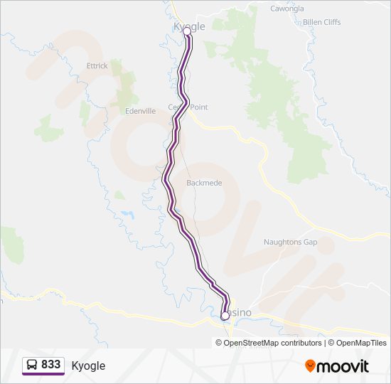 833 Route: Schedules, Stops & Maps - Kyogle (Updated)