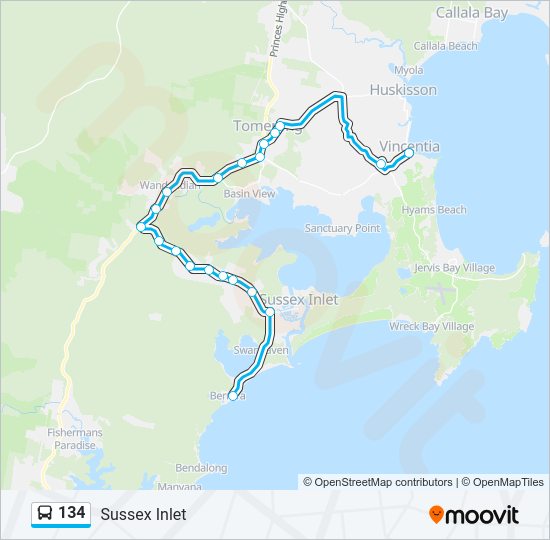 Línea 134: horarios, paradas y mapas - Sussex Inlet (Actualizado)