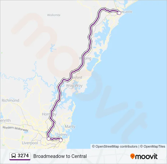 3274 Route: Schedules, Stops & Maps - Central via Strathfield (Updated)