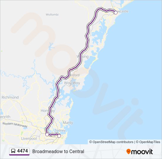 4474 Route: Schedules, Stops & Maps - Central via Strathfield (Updated)